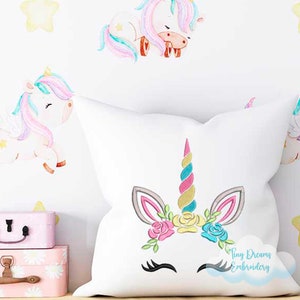 Unicorn Digital Machine Embroidery Design Floral Unicorn Design ...