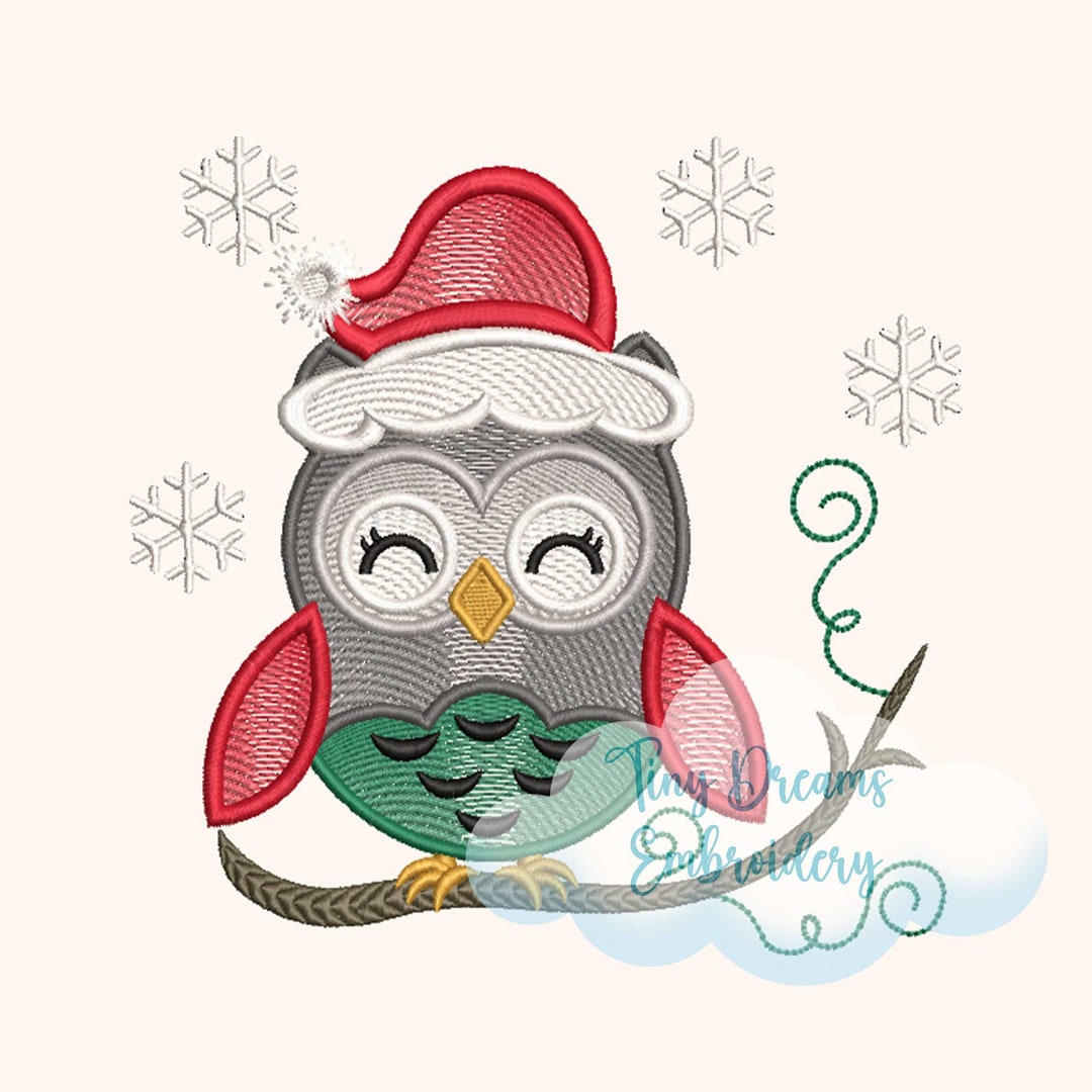 Christmas Owl Digital Machine Embroidery Design Baby Owl Embroidery ...