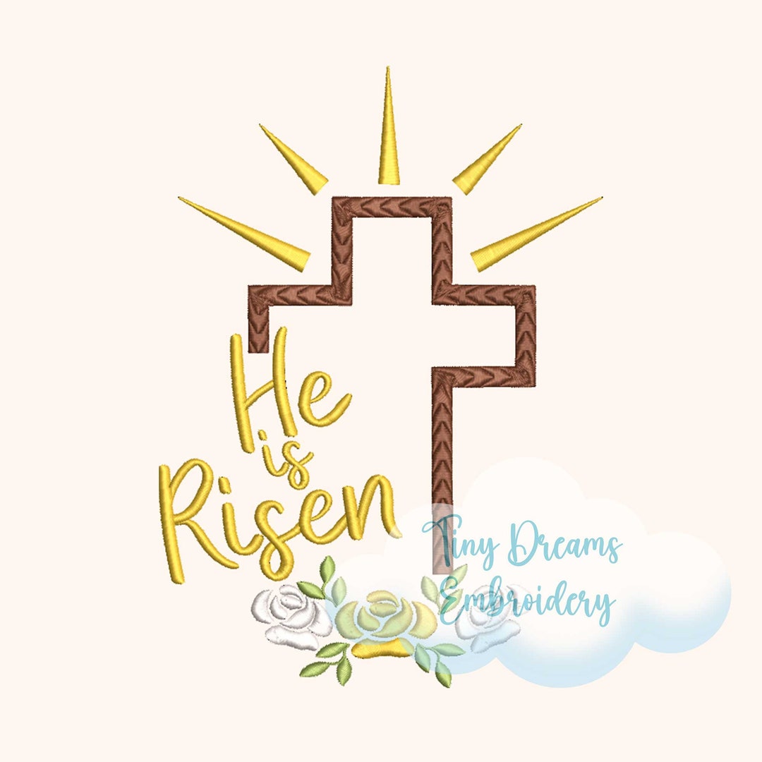 Easter Cross Digital Machine Embroidery Design Risen Embroidery Design ...