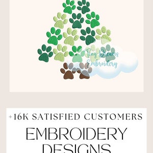 Dog Christmas Digital Machine Embroidery Design Dog Paw Print Design ...