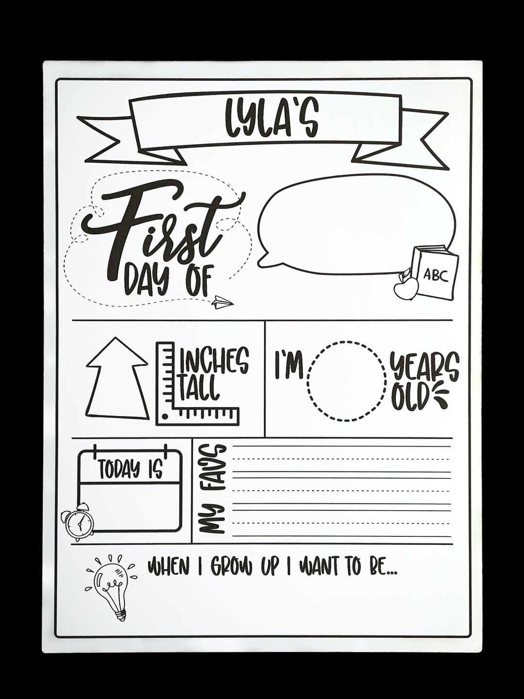 First Day of School-dry Erase Board - Etsy