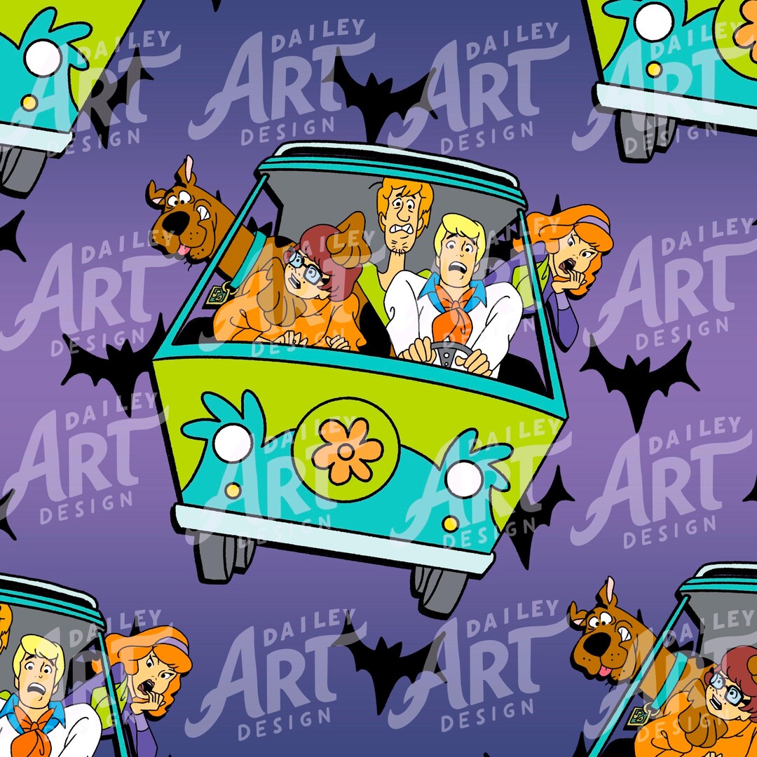 Spooky Van Halloween Pattern: Retro Cartoon PNG (digital Download) - Etsy