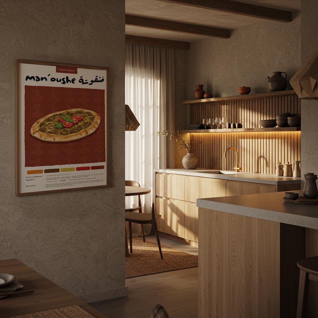 Lebanese Manoushe Kitchen Poster: Pastel Pencil Food Art - Etsy