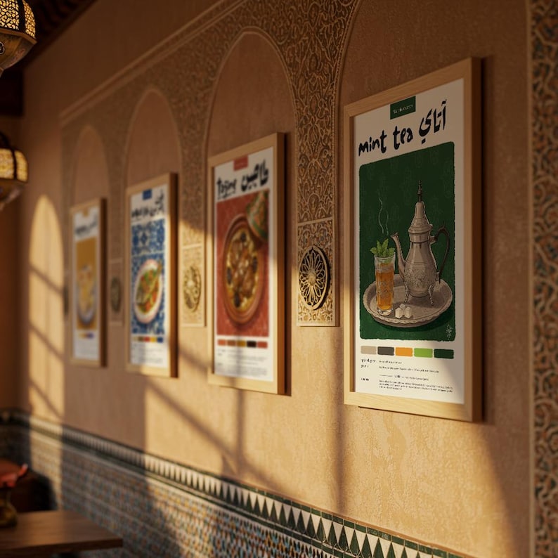 Moroccan Mint Tea Poster | Food Poster | Pastel Pencil | Kitchen Poster ...
