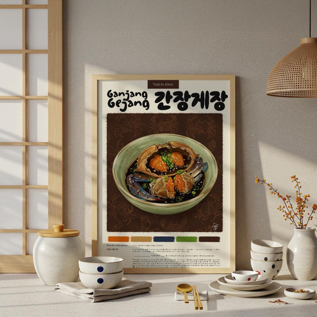 Korean Ganjang Gejang Poster | Kitchen Poster | Food Poster | Pastel ...