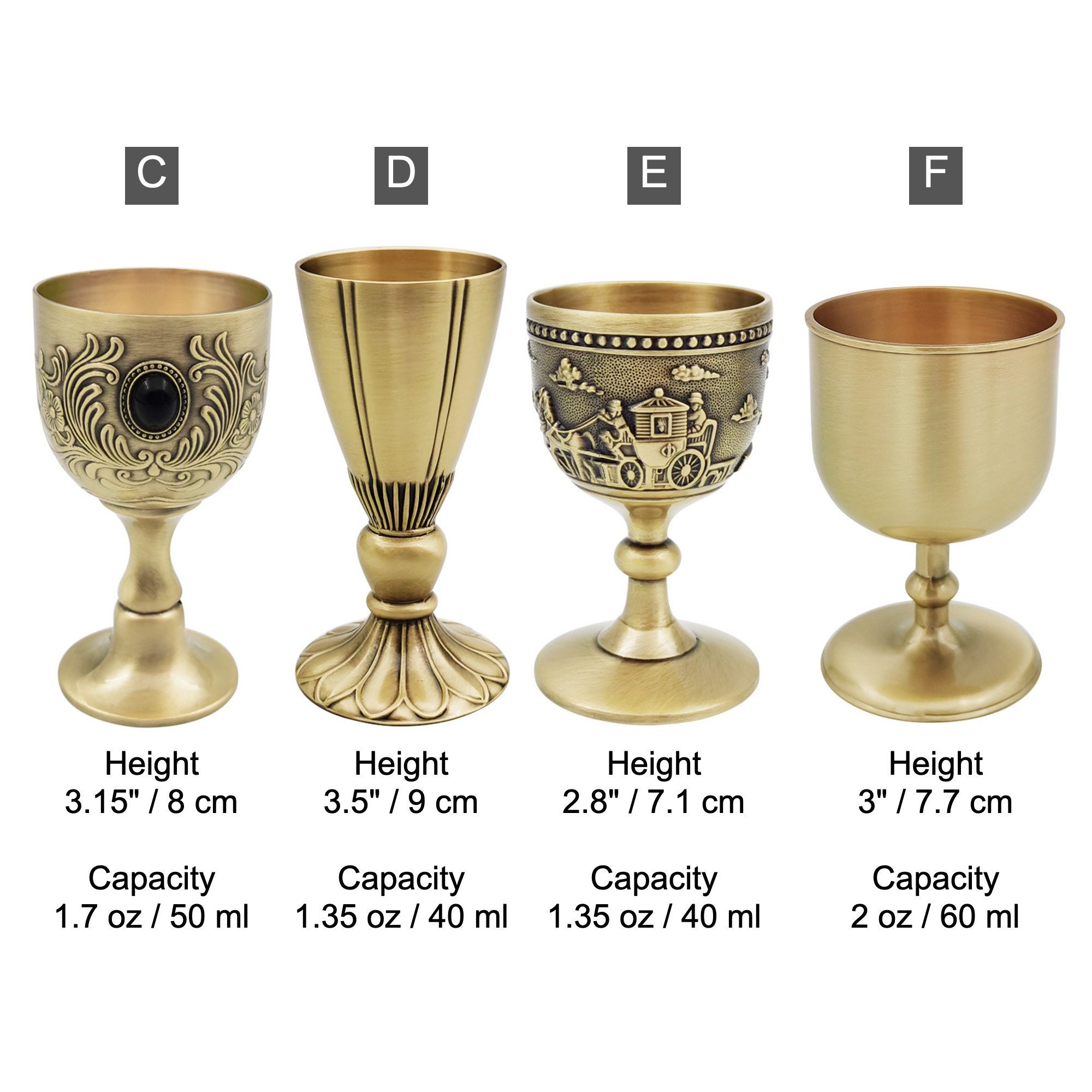 Mini Goblets Metal 6 Designs Vintage Feel Handmade - Etsy