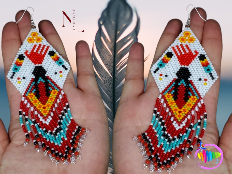 MMIW Missing and Murdered Indigenous Women Beaded Fringe Earrings Brick ...