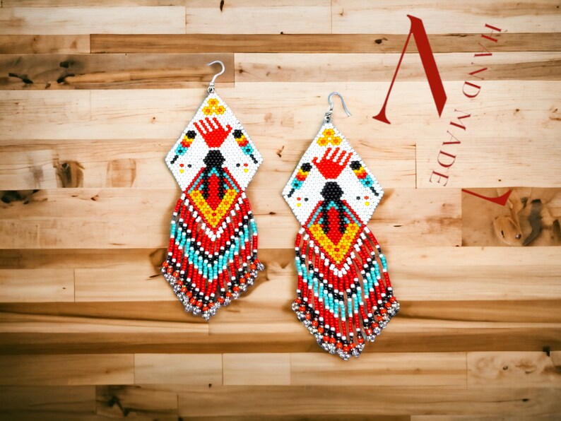 MMIW Missing and Murdered Indigenous Women Beaded Fringe Earrings Brick ...