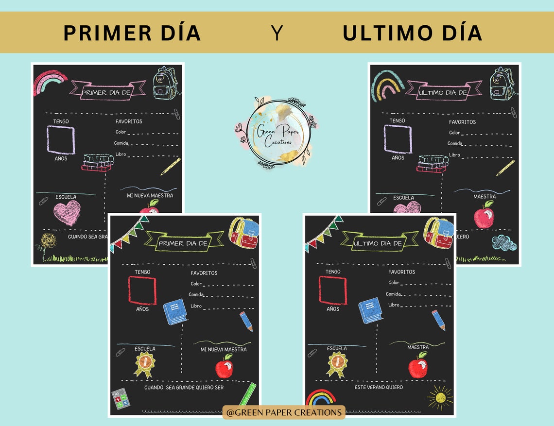 Carteles Para Foto Primer Y Ultimo Día De Clases, Chalkboard Back to ...