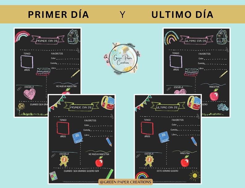 Carteles Para Foto Primer Y Ultimo Día De Clases, Chalkboard Back to ...