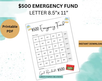 Emergency Fund Savings Tracker Planner Printable Emergency - Etsy