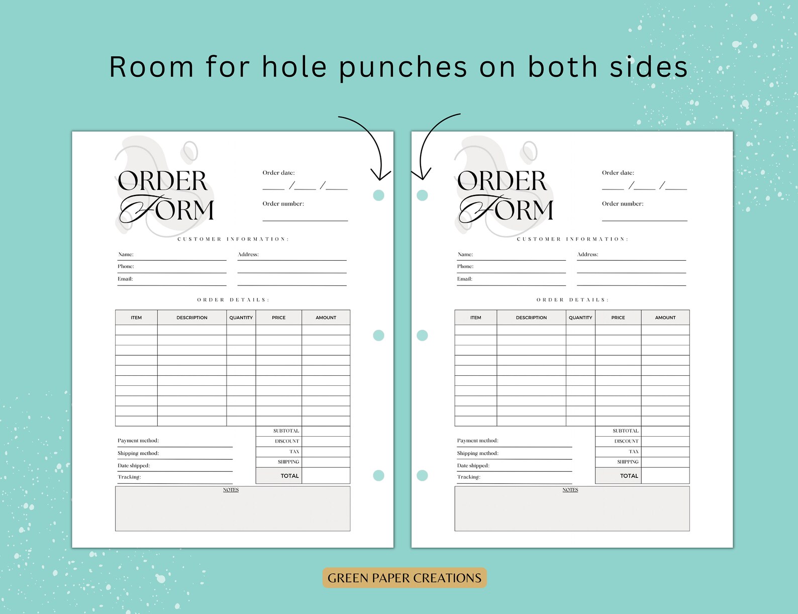 Fillable Order Form Template Printable, Simple Order Form for Small ...