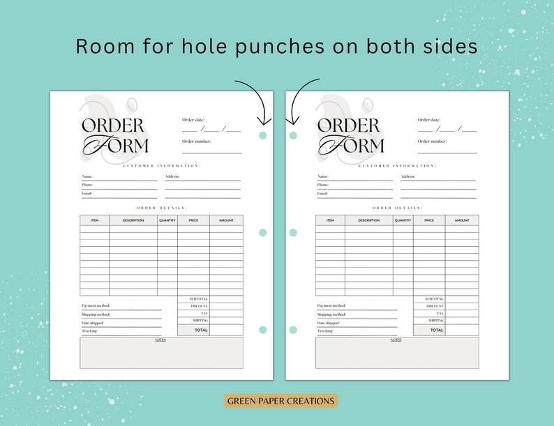 Fillable Order Form Template Printable, Simple Order Form for Small ...