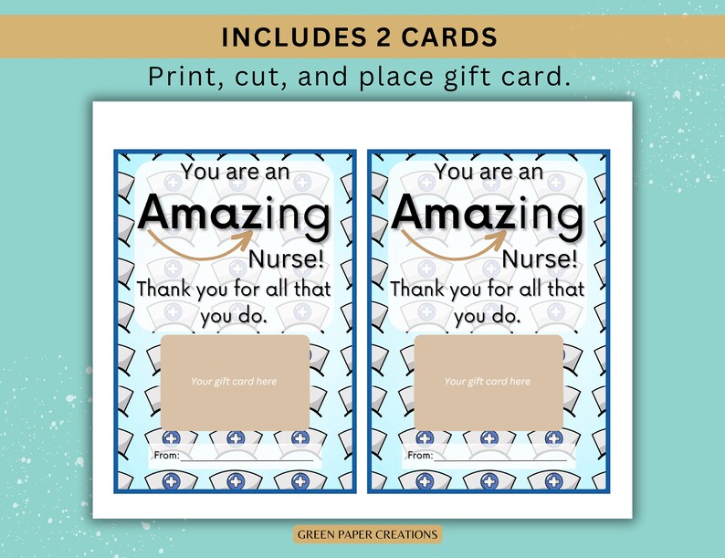Nurse Appreciation Gift Card Holder: Printable Tag (digital Download ...