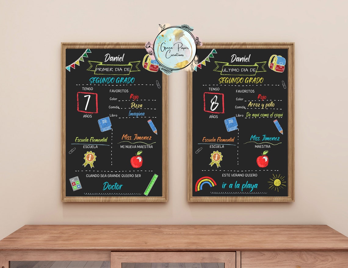 Carteles Para Foto Primer Y Ultimo Día De Clases, Chalkboard Back to ...