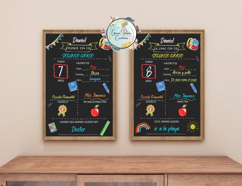 Carteles Para Foto Primer Y Ultimo Día De Clases, Chalkboard Back to ...