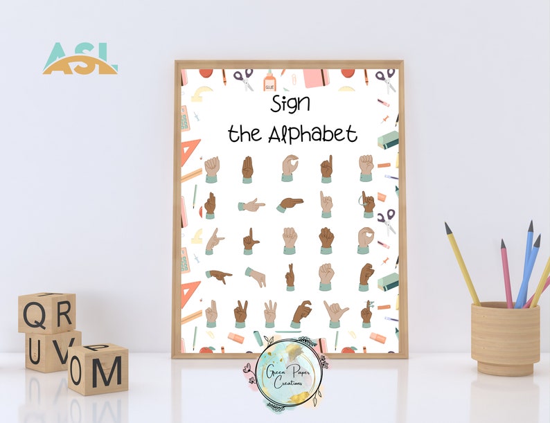 American Sign Language Alphabet and Numbers Printable, Sign Language ...