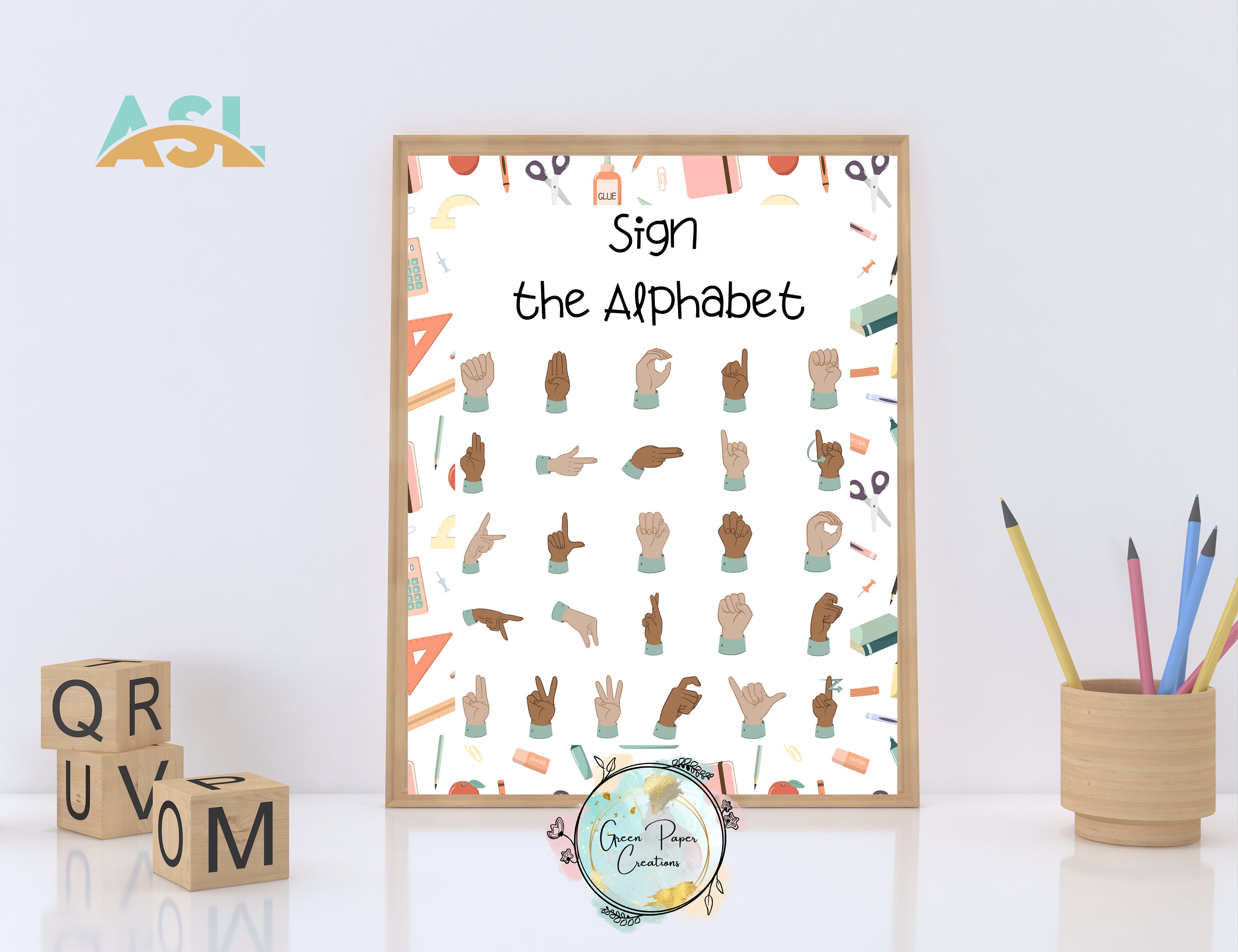 American Sign Language Alphabet and Numbers Printable, Sign Language ...