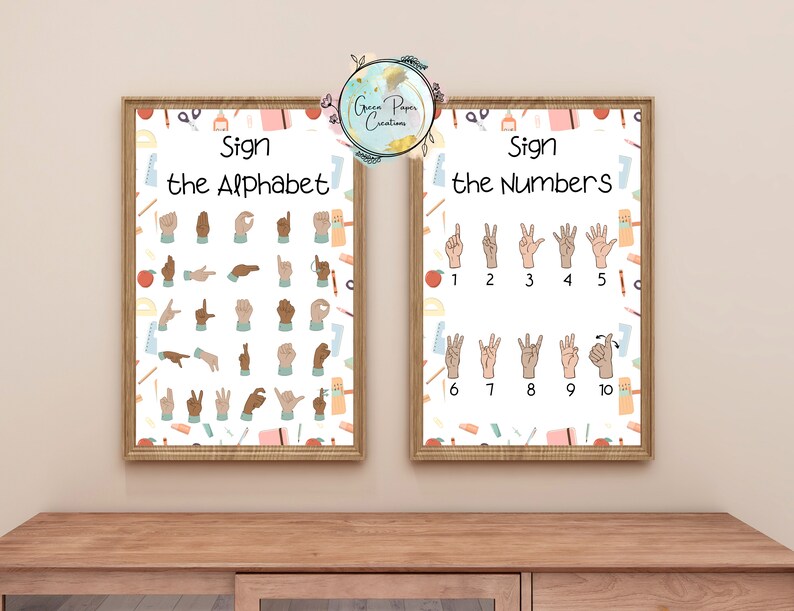 American Sign Language Alphabet and Numbers Printable, Sign Language ...