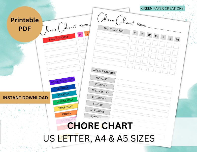 Chore Chart, Kids Chore Chart, Family Chores Chart, Chores Schedule ...