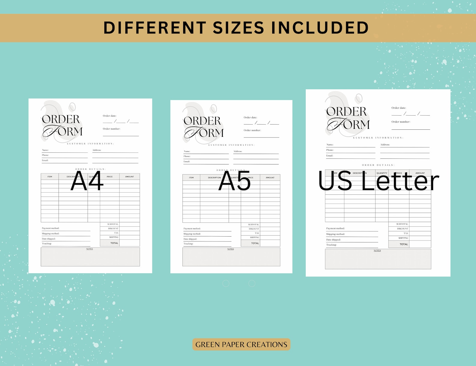 Fillable Order Form Template Printable, Simple Order Form for Small ...