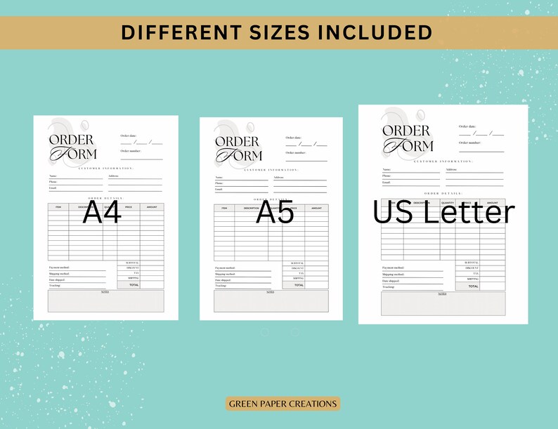 Fillable Order Form Template Printable, Simple Order Form for Small ...