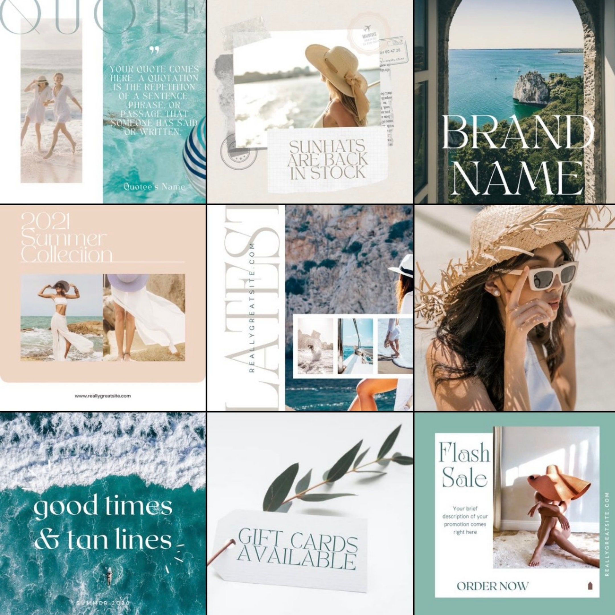 Endless Summer-beach Theme Instagram Templates: Social Media, Travel ...