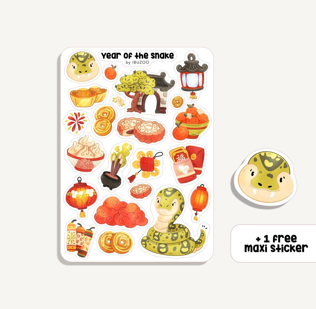 Sticker Sheet Year of the Snake Bullet Journal Scrapbook Planner ...