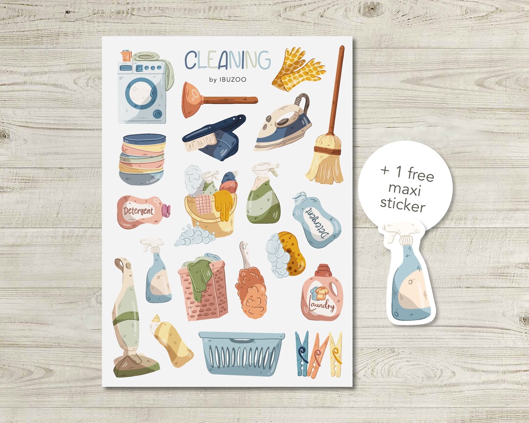 Sticker Sheet Cleaning Bullet Journal Stickers Scrapbook Stickers ...