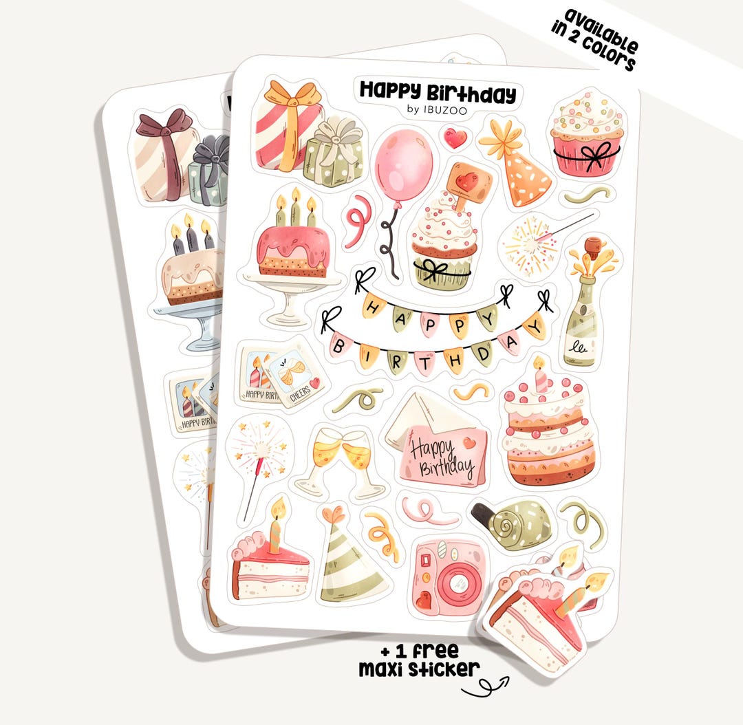 Sticker Sheet Happy Birthday | Bullet Journal - Scrapbook - Planner ...