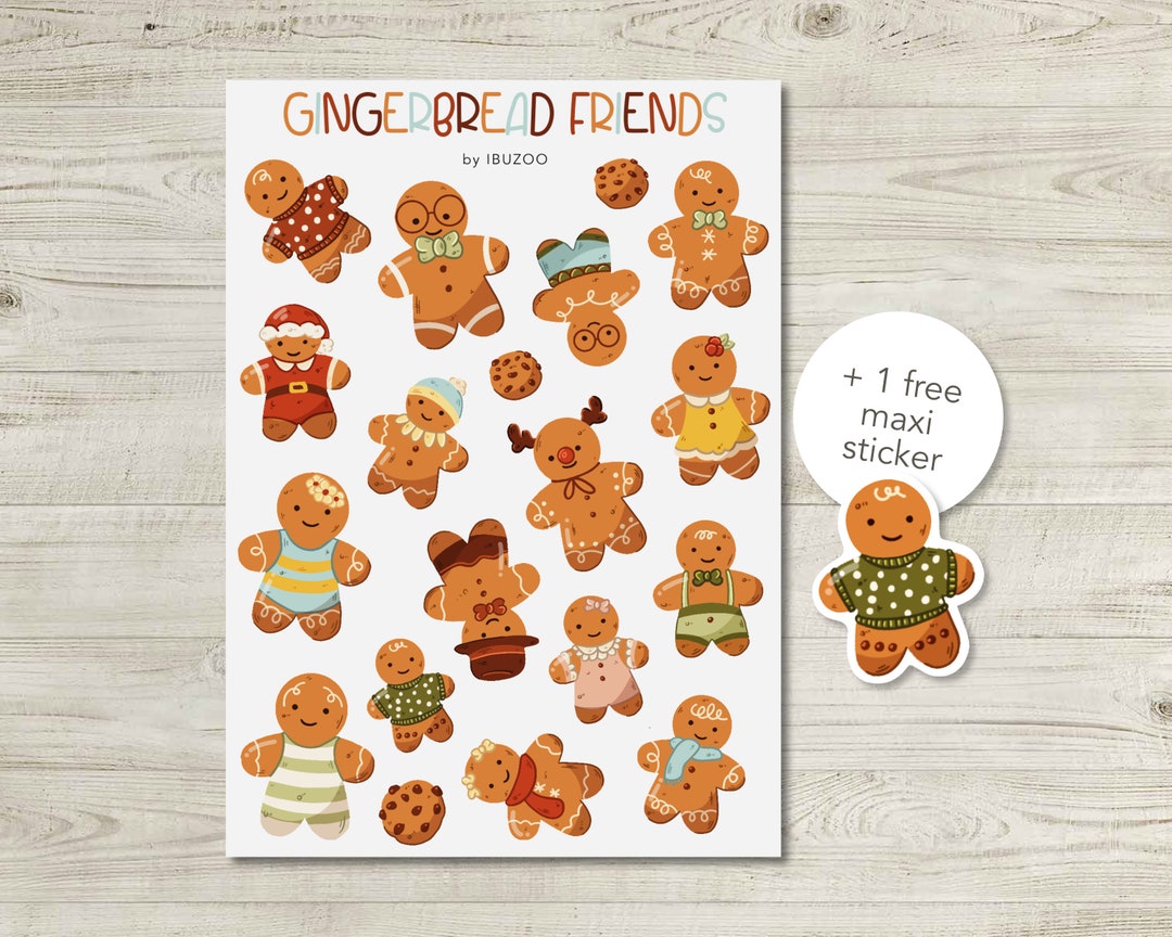 Sticker Sheet Gingerbread Friends Bullet Journal Stickers - Etsy