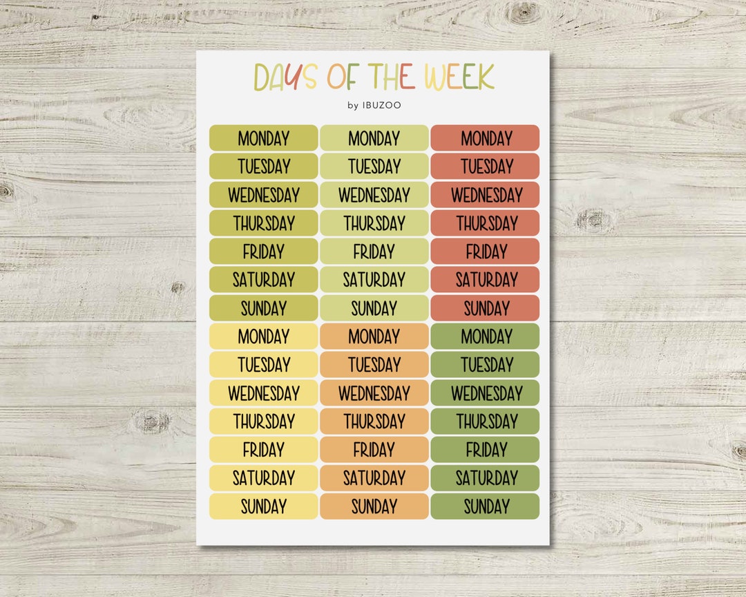 Sticker Sheet Days of the Week Tracker Matcha Bullet Journal Stickers ...