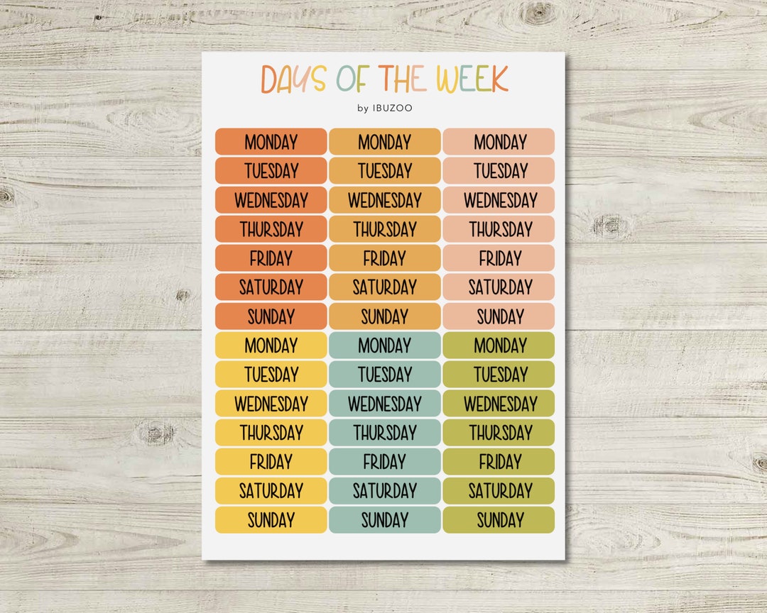 Sticker Sheet Days of the Week Tracker Boho Bullet Journal Stickers ...
