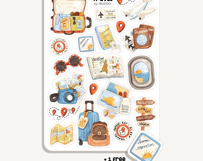 Sticker Sheet Reisen, Traveling Sticker Sheet für Journal ...