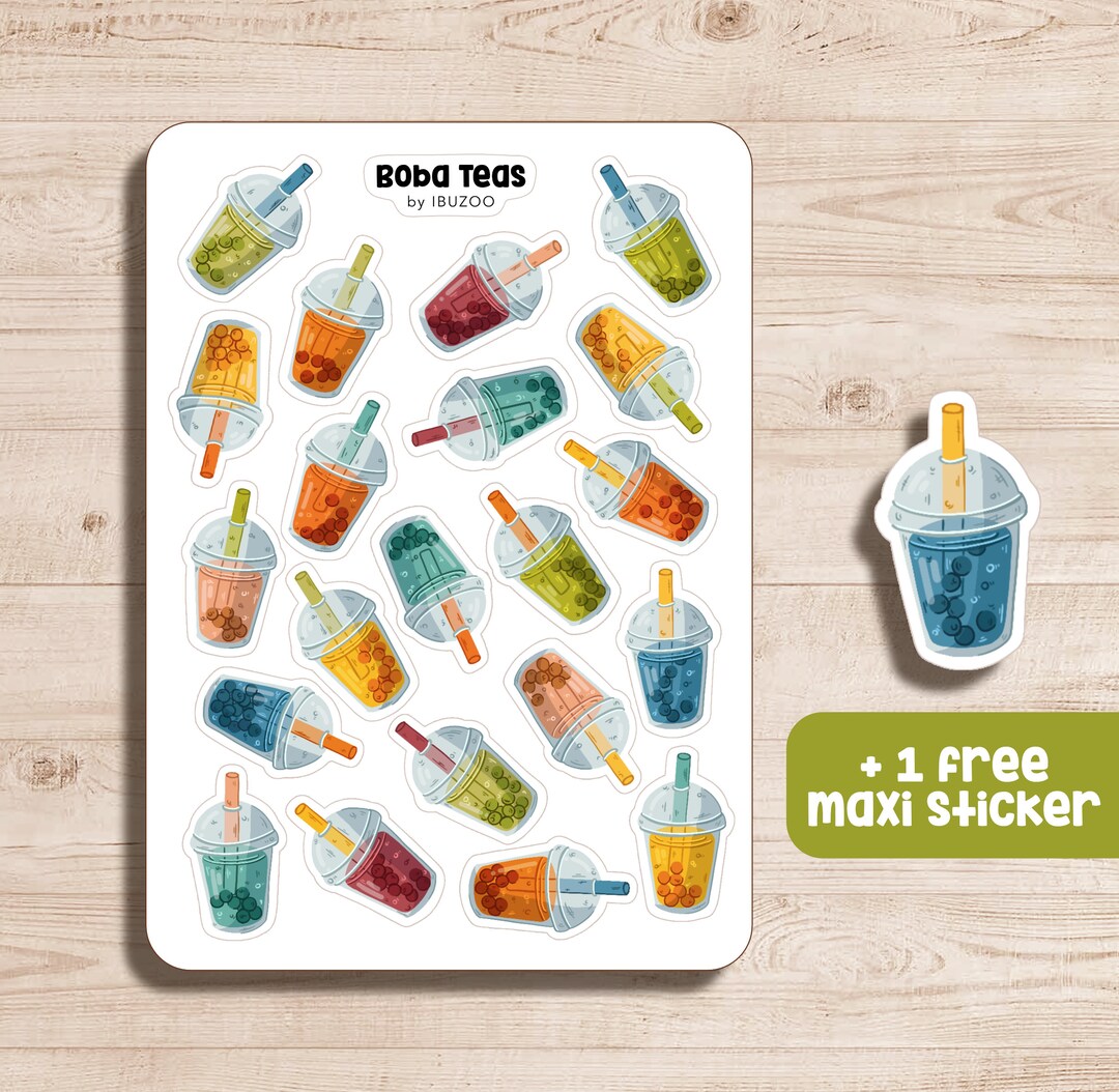 Sticker Sheet Boba Teas Bullet Journal Stickers Scrapbook Stickers ...