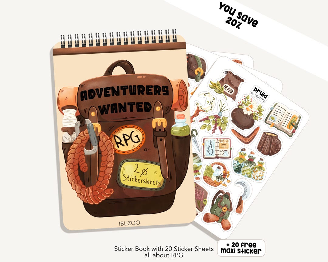 Sticker Book RPG | 20 RPG Stickersheets - Over 400 Sticker - Bullet ...