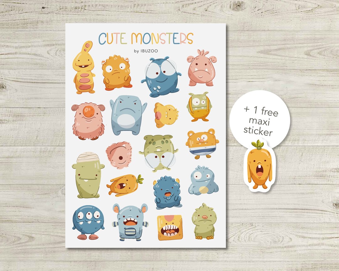 Sticker Sheet Cute Monsters Bullet Journal Stickers Scrapbook Stickers ...