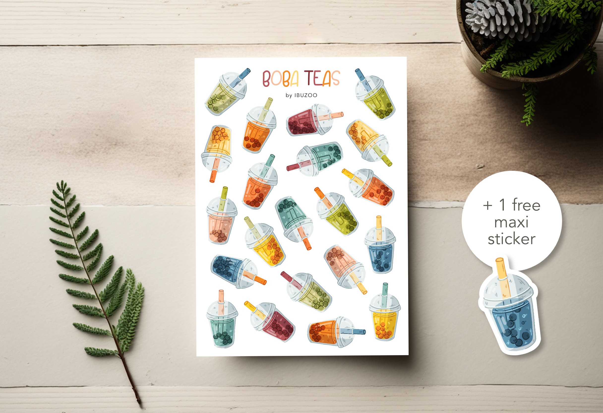 Sticker Sheet Boba Teas Bullet Journal Stickers - Etsy