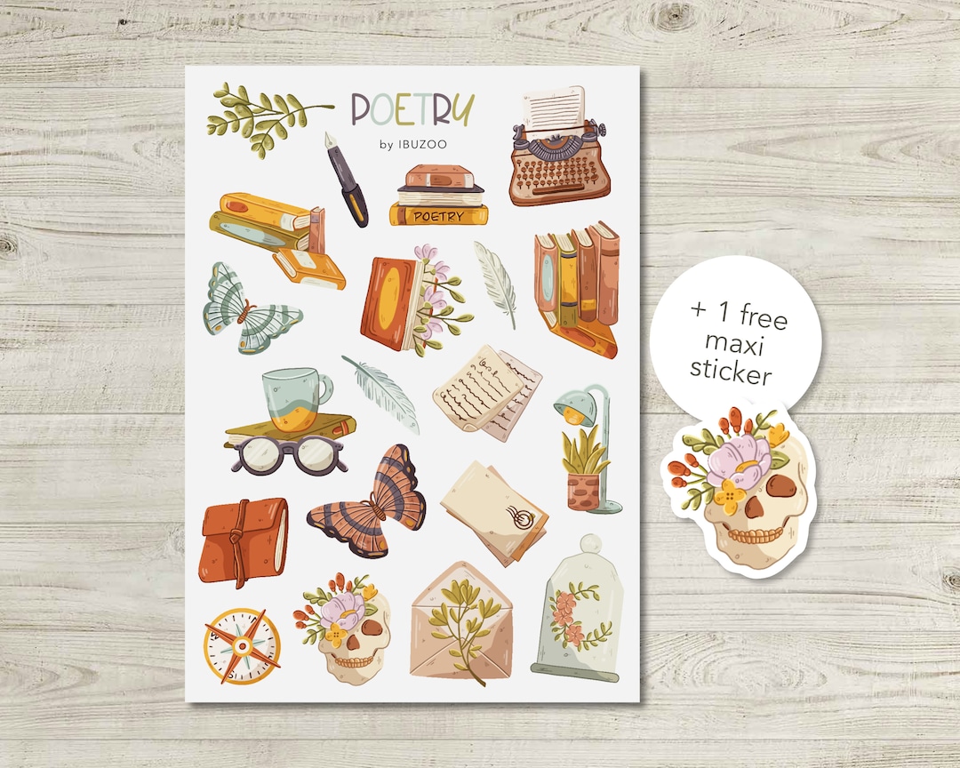 Sticker Sheet Poetry Bullet Journal Stickers Scrapbook - Etsy