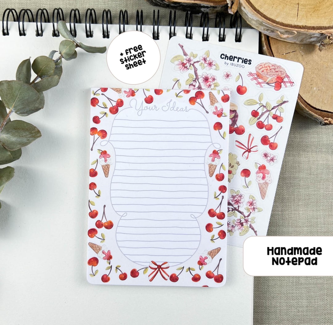 Notepad Cherries | A6 50 Sheets | Notepad Children - Shopping List - to ...