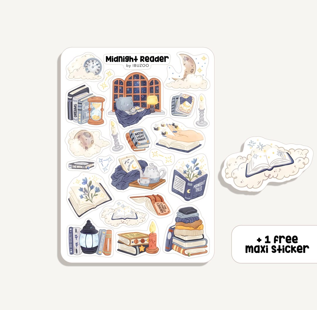 Sticker Sheet Midnight Reader | Bullet Journal - Scrapbook - Planner - Decoration - Books ...