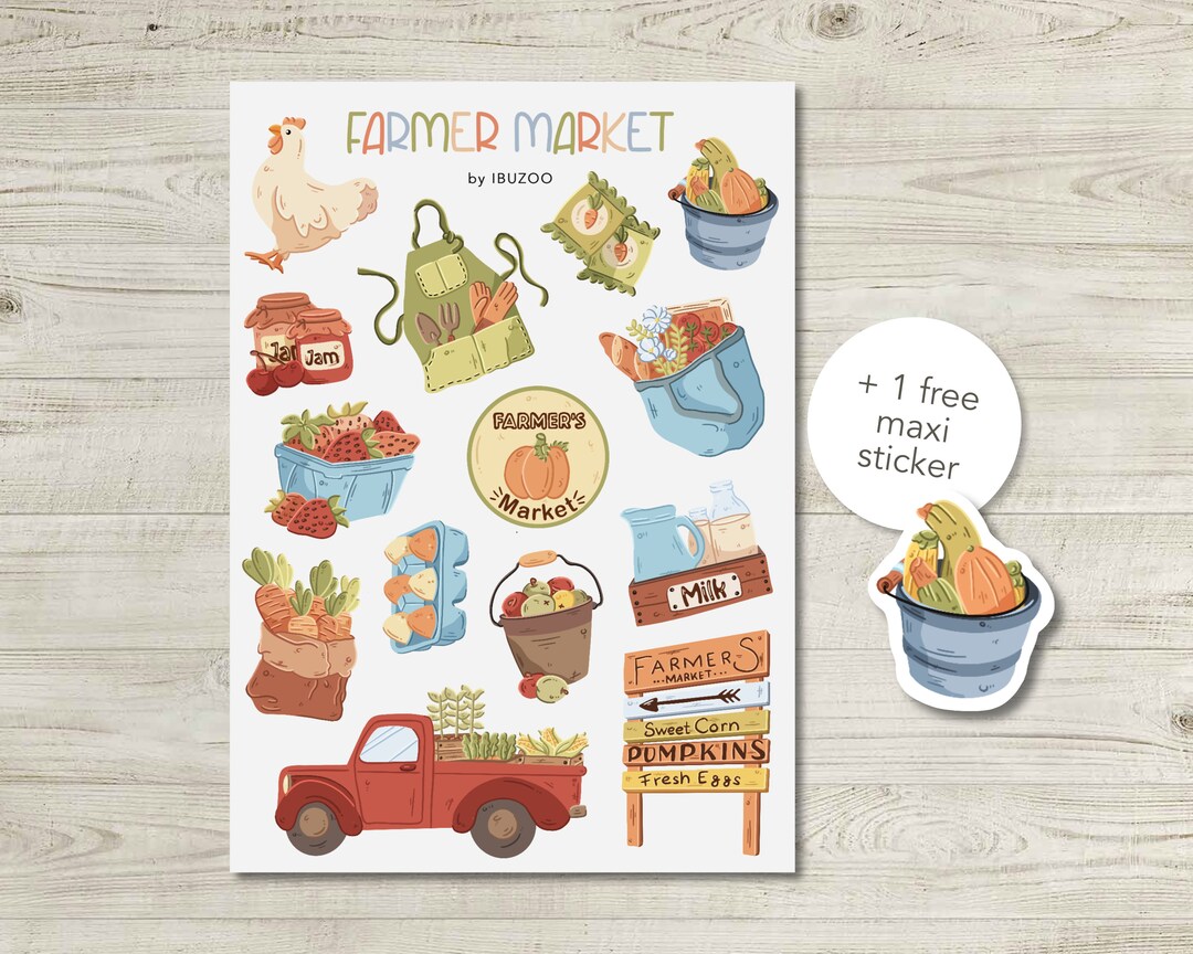 Sticker Sheet Farmers Market Bullet Journal Stickers Scrapbook Stickers ...