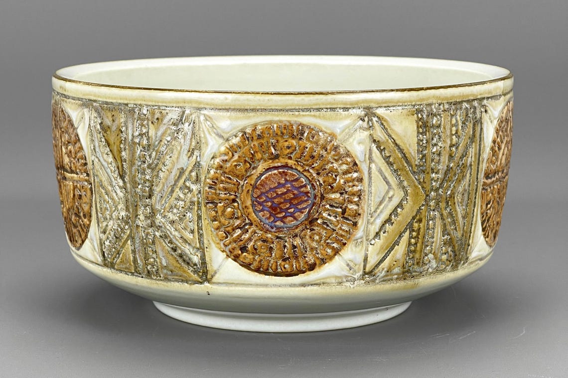 1960s KARI CHRISTENSEN Denmark ALUMINIA 'tenera Faience' Bowl - Limited ...