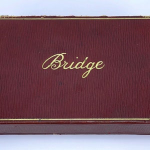 Antique Burgundy & Gilt 2 DECK BRIDGE BOX - 6.5cm X 11.75cm - 123gram ...