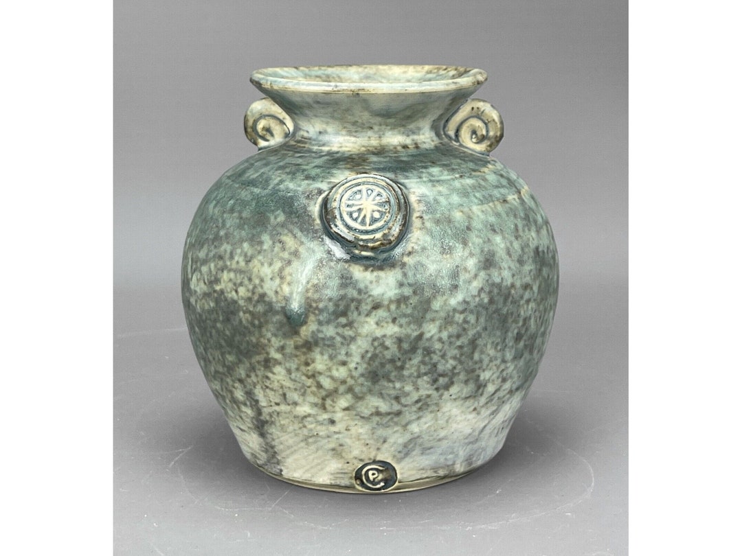 Vintage CONWY POTTERY Celtic Handcraft Pot VASE - 10cm X 10cm - 313gram ...