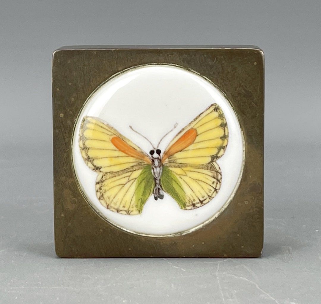 Vintage STUART HOUGHTON 'hand Painted' Porcelain & Brass 'butterfly ...
