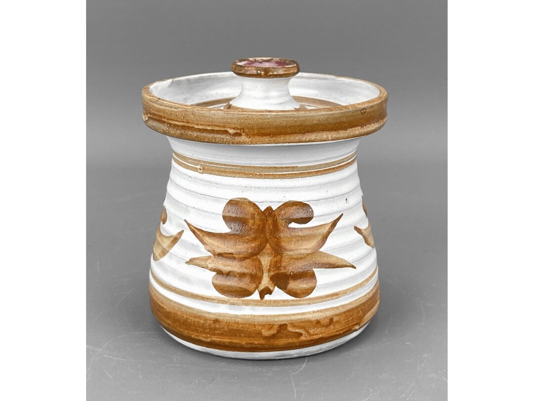 Vintage WYE Pottery (wales) Hand Painted Lidded JAM POT - 10.5cm X 8 ...
