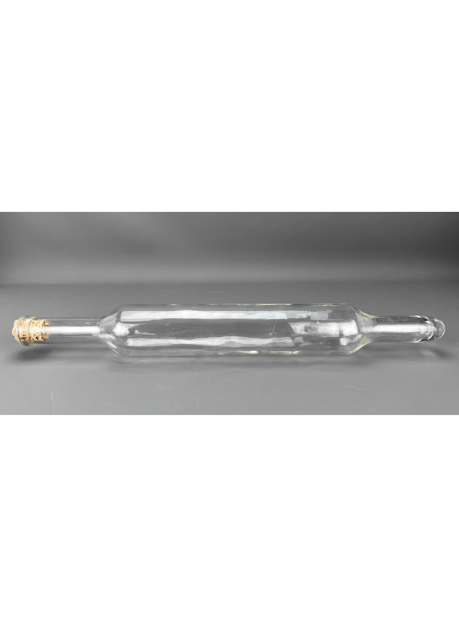 Antique / Vintage GLASS ROLLING PIN With Cork Stopper - 50cm X 6.5cm ...