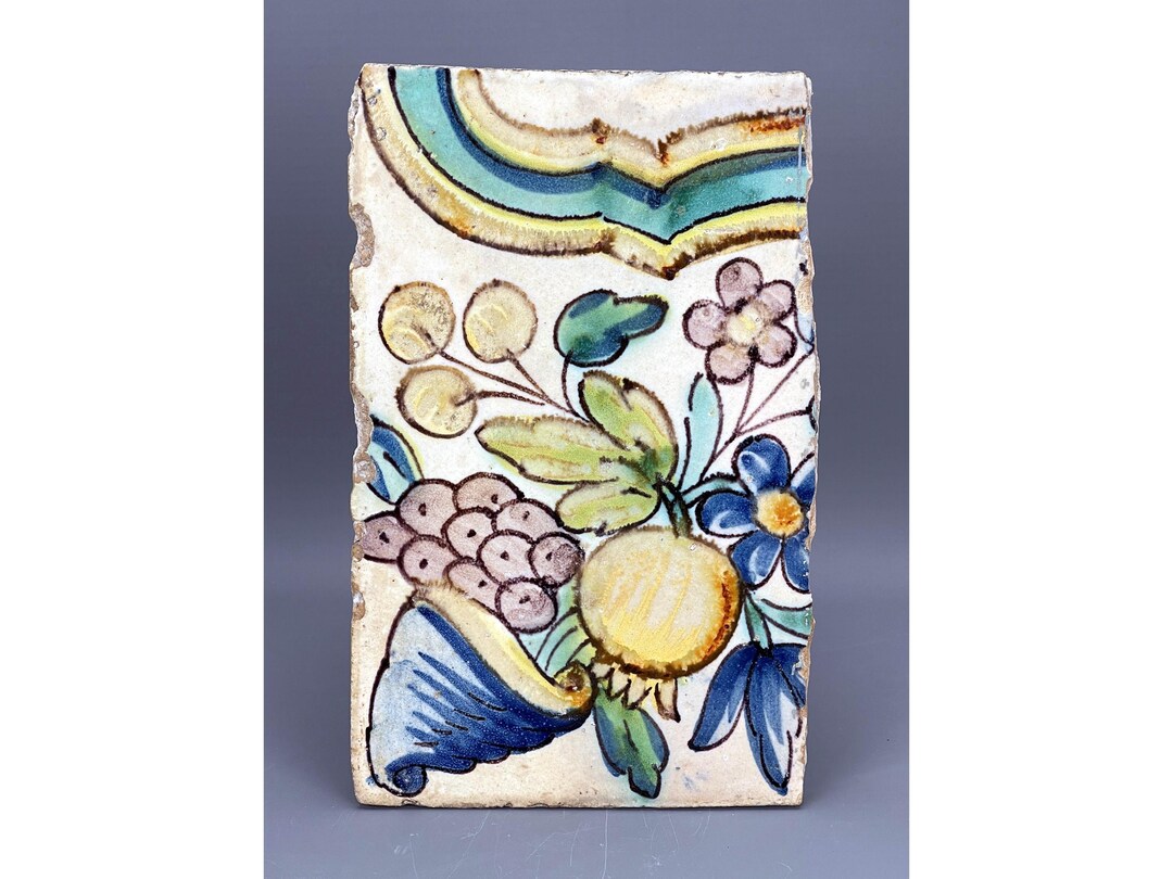 17th Century VALENCIAN SPANISH TILE - 22cm X 13.5cm X 1.8cm - 861gram ...