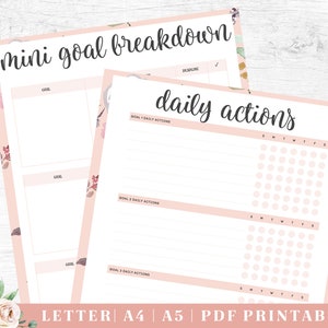 Goals Planner Printable | Pink Productivity Tracker | Digital Download ...